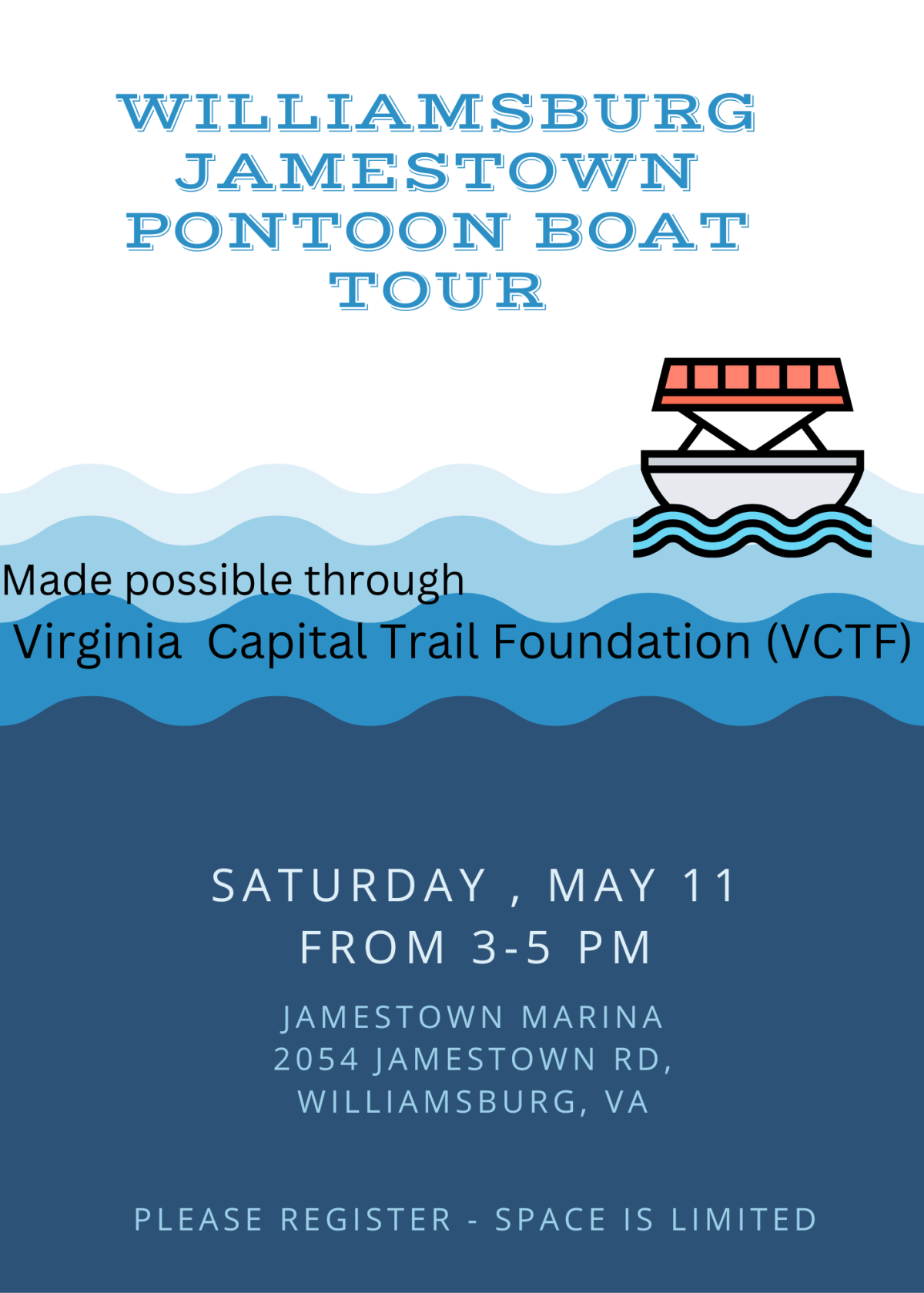 Williamsburg- Jamestown Pontoon Boat Ride - Virginia Down Syndrome ...